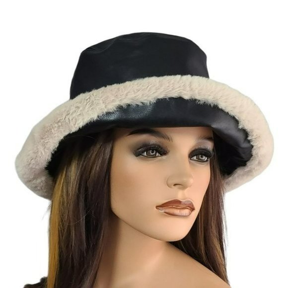 Glamorous | Accessories | Nwt Glamorous Faux Leather Faux Fur Trim Bucket Hat | Poshmark